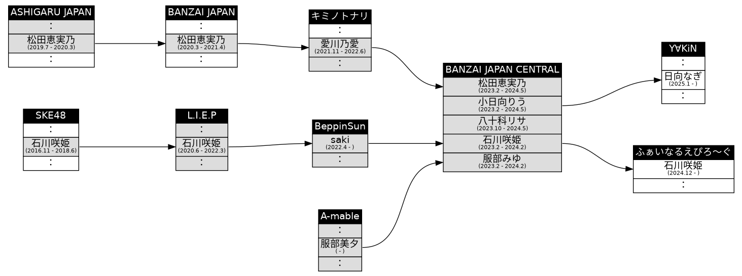 BANZAI JAPAN CENTRAL | IDOLS DIAGRAM [アイドル相関図]